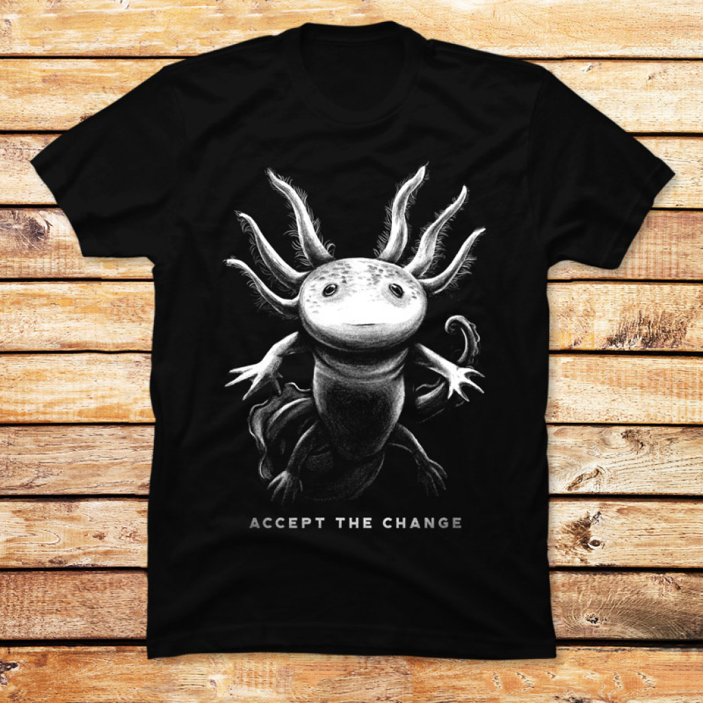Tričko Axolotl Realistic - Black & White